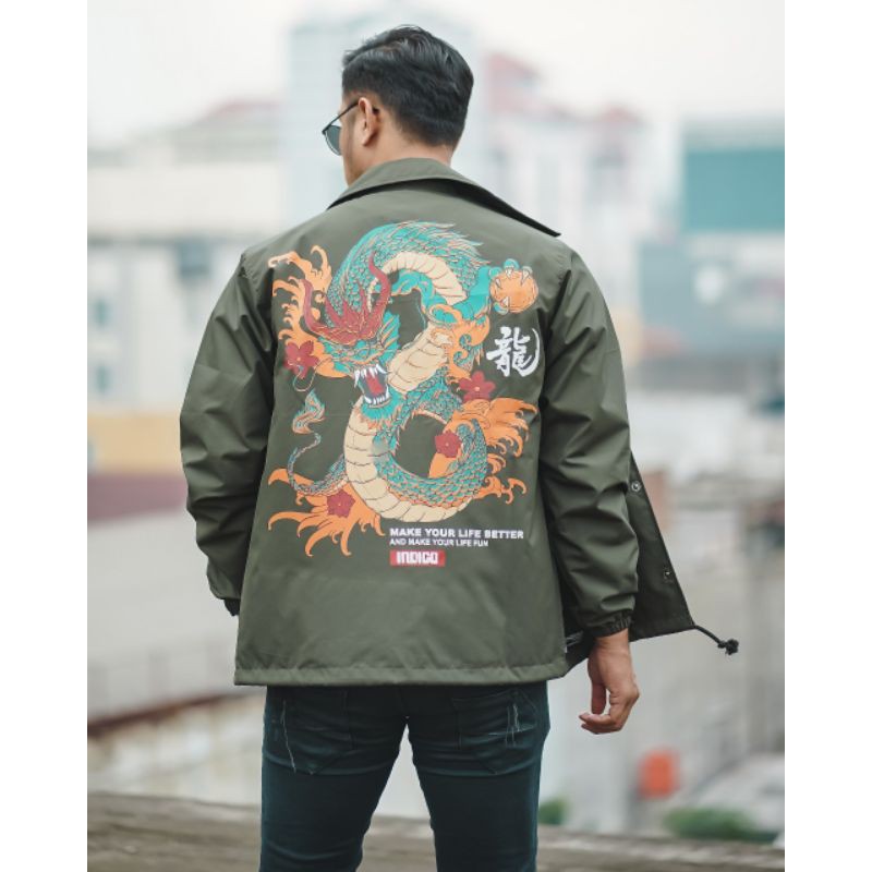 Jual JAKET COACH DRAGON ORIGINAL INDIGO | Shopee Indonesia