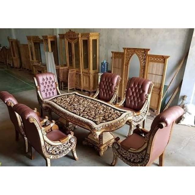 Jual Set Meja Makan Raffi Ahmad Model Ukiran Jepara | Shopee Indonesia