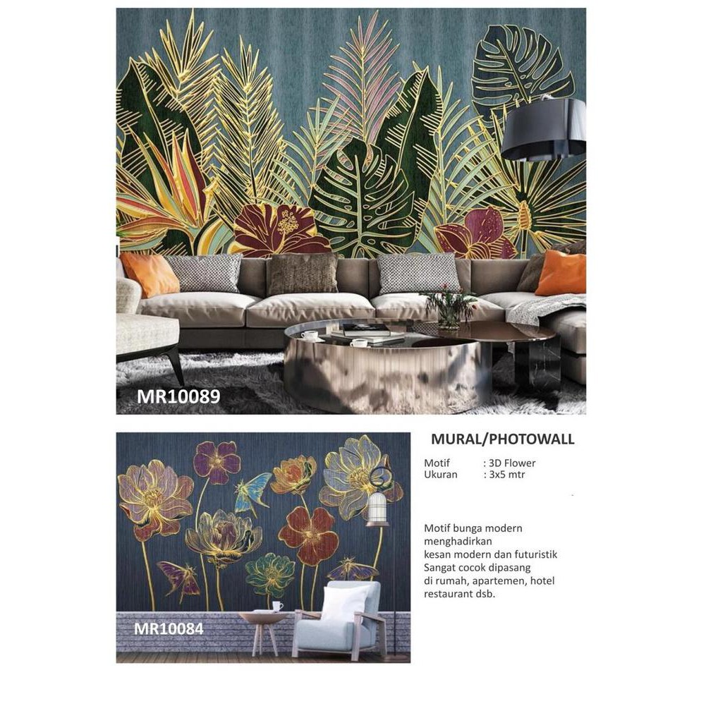 Jual Photowall Mural Dinding 3d Wallpaper Mural Daun Monstera Gold