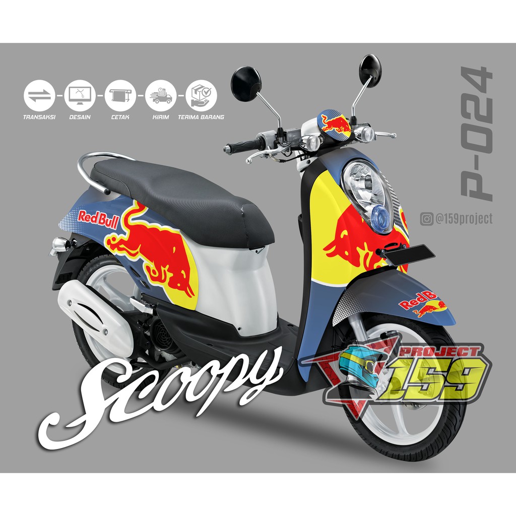 Jual Decal Stiker Motor Scoopy Karbu - P-024 Red Bull Racing | Shopee ...