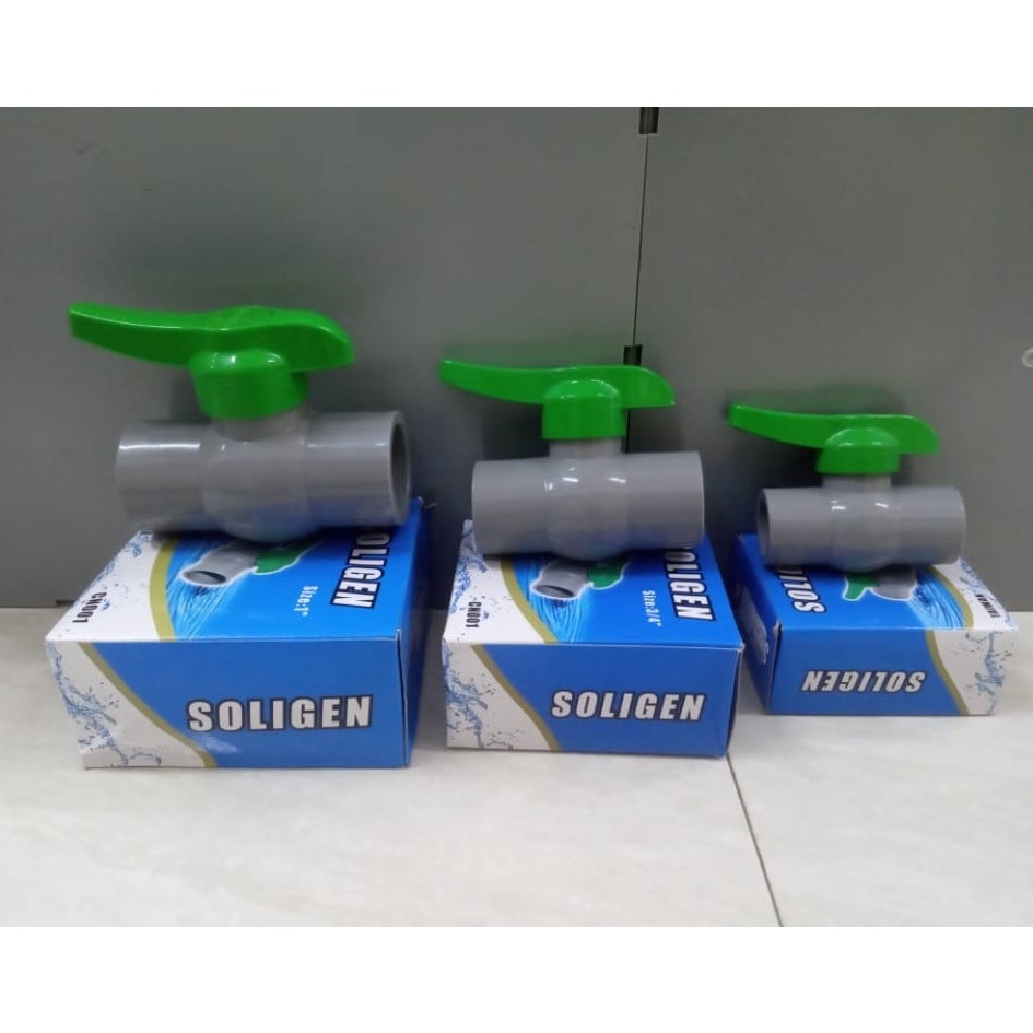Jual BALL VALVE PVC SOLIGEN CN 001 / STOP KRAN PLASTIK SOLIGEN 1/2", 3/ ...