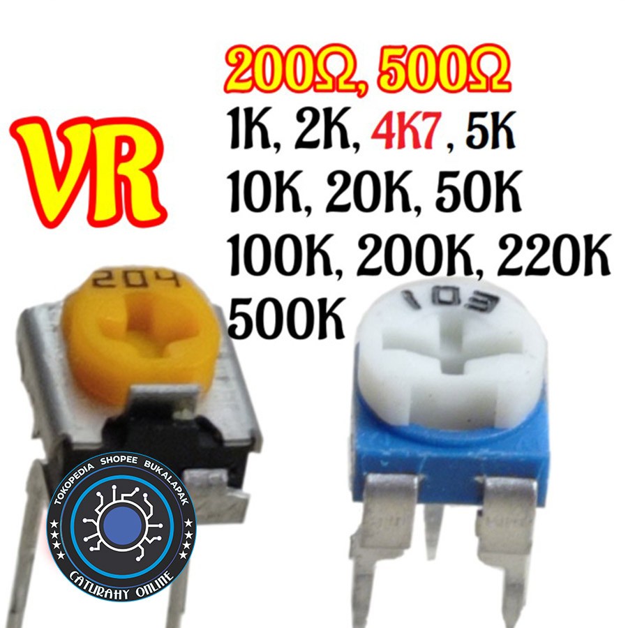 Jual VR 1k 2k 5k 10k 50k 100k 200k 220k 200 500 ohm variable resistor ...