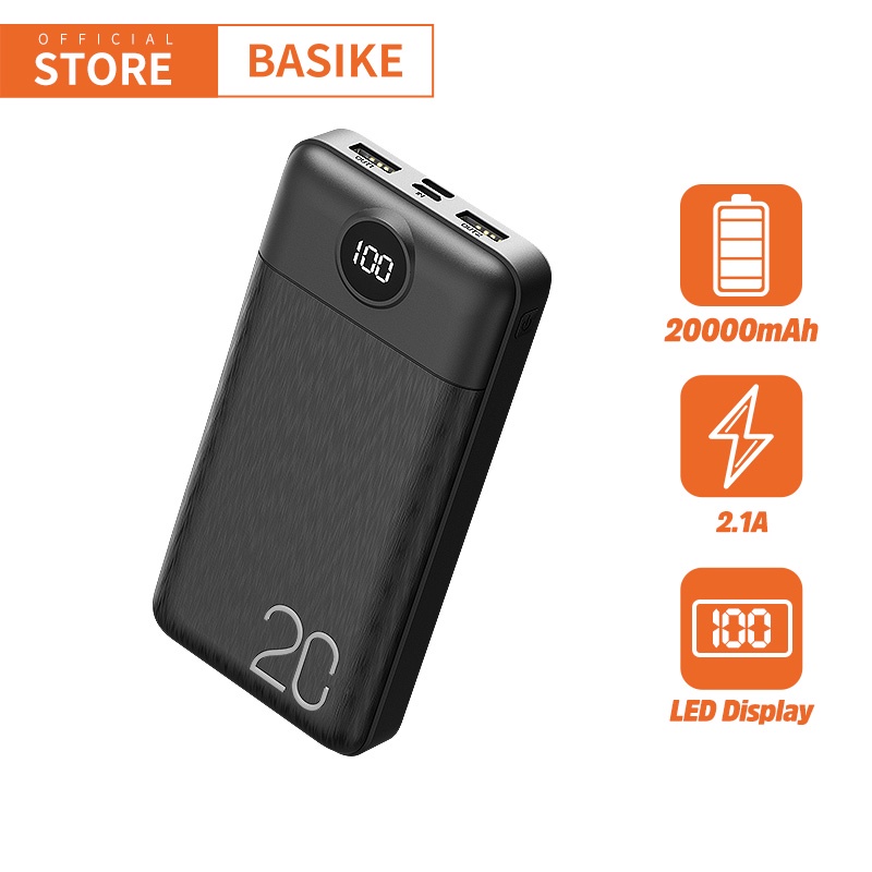 Jual BASIKE Powerbank 20000mAh 2 Ports USB Quick Charge Output Power ...