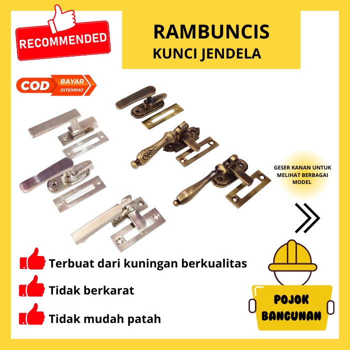 Jual GRENDEL HENDEL RAMBUNCIS KUNCI KUSEN PINTU JENDELA MINIMALIS ...