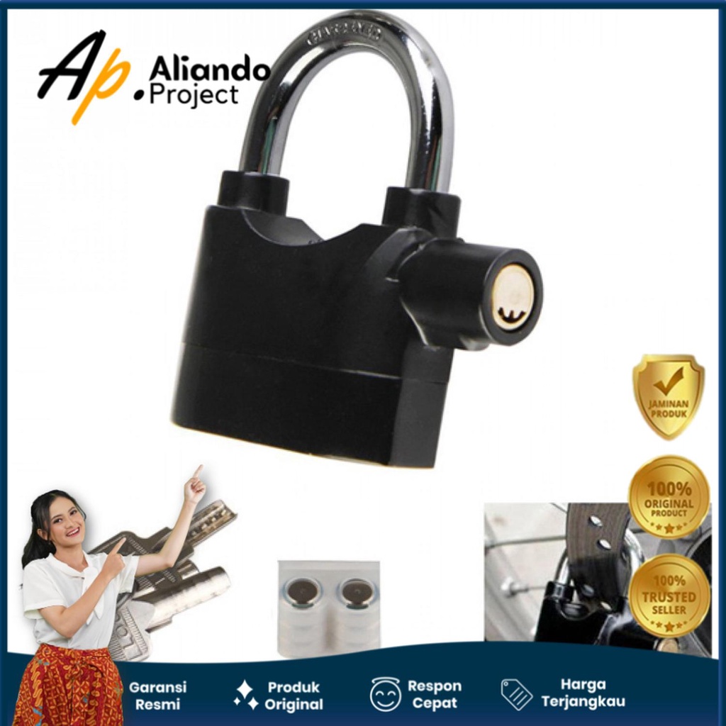 Jual Gembok Alarm Motor Suara Anti Maling / Lock Siren 10mm Modern ...