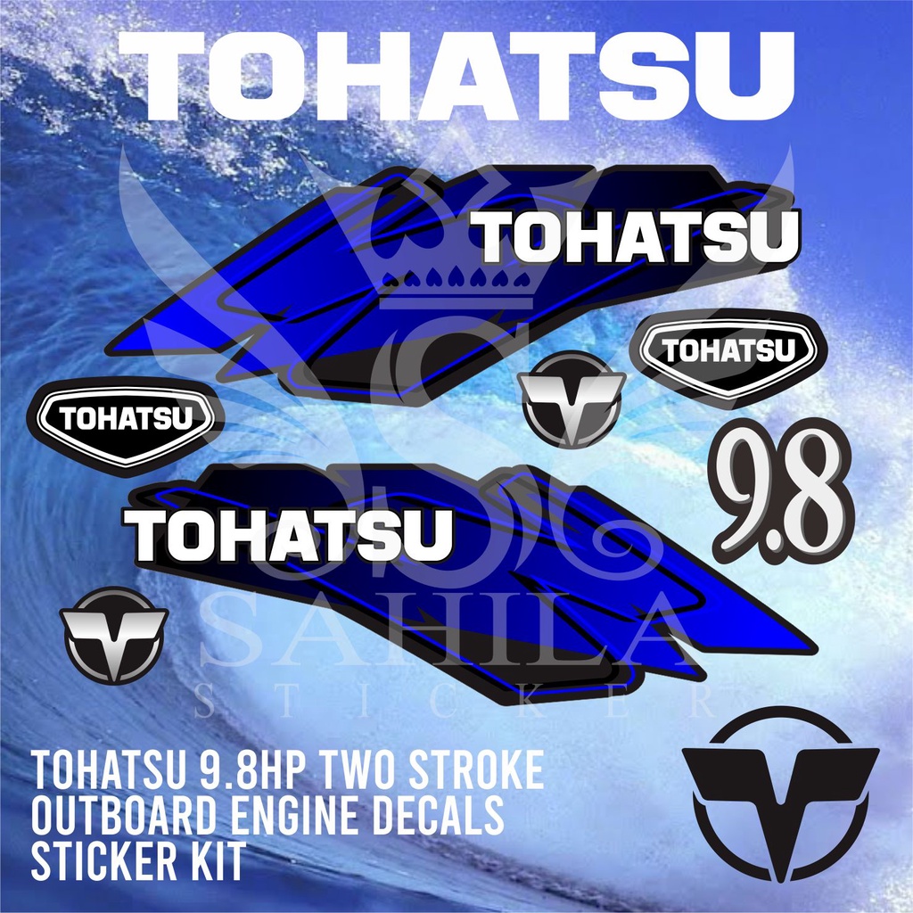 Jual STIKER MESIN TEMPEL TOHATSU 9.8HP TWO STROKE OUTBOARD ENGINE DECAL ...