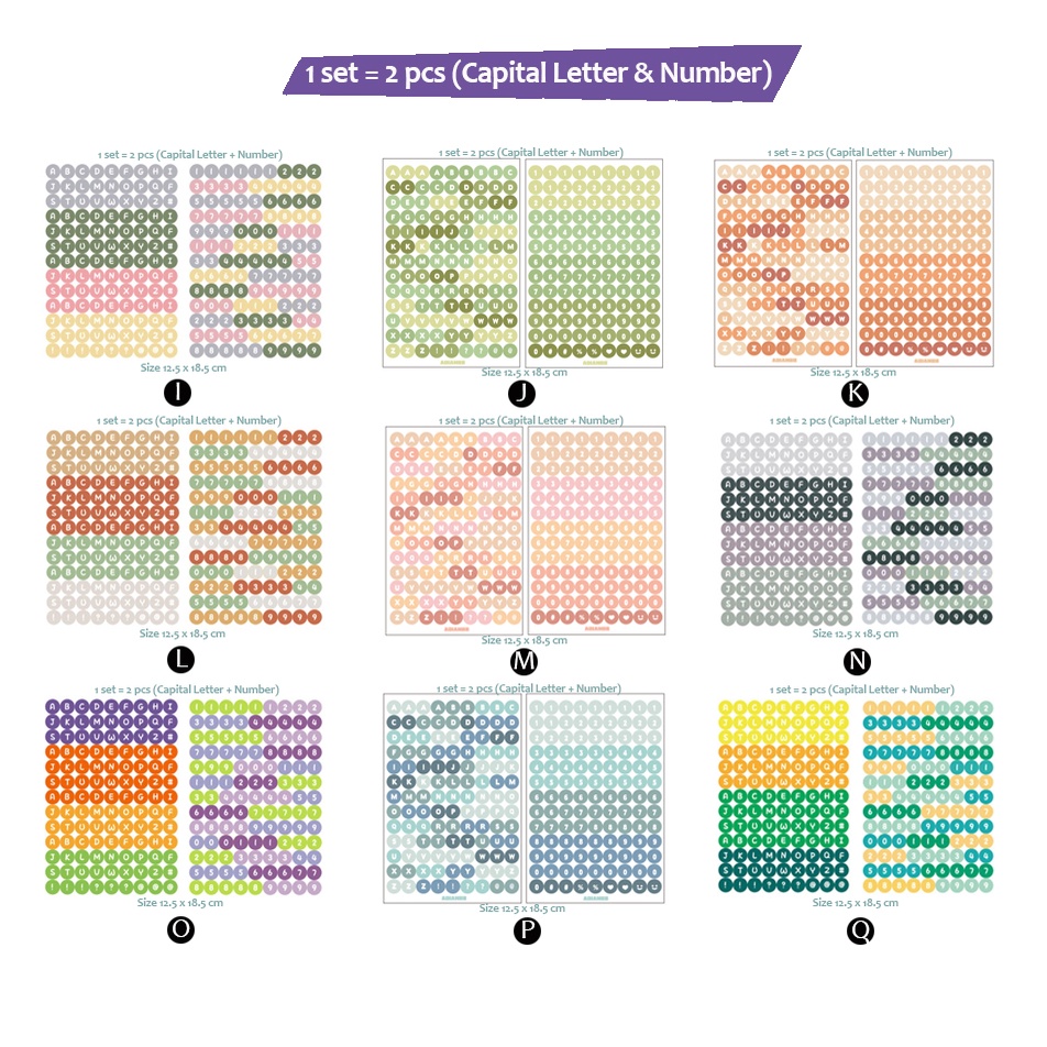 Jual HX119 [1 set = 3 lembar] Stiker Huruf Abjad Angka Alphabet ...