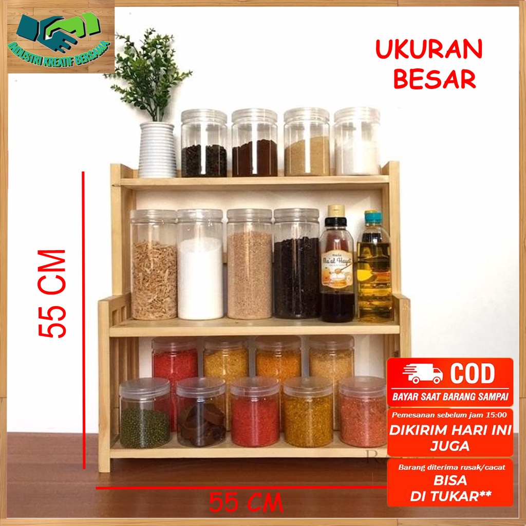 Jual UKURAN BESAR Rak bumbu dapur serbaguna susun 3 | Shopee Indonesia