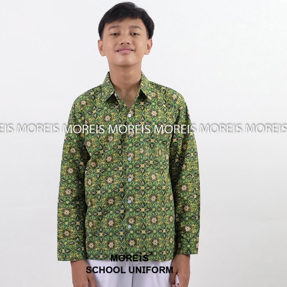 Jual Seragam Baju Batik Panjang SD/MI/TK/PAUD JM Hijau 005
