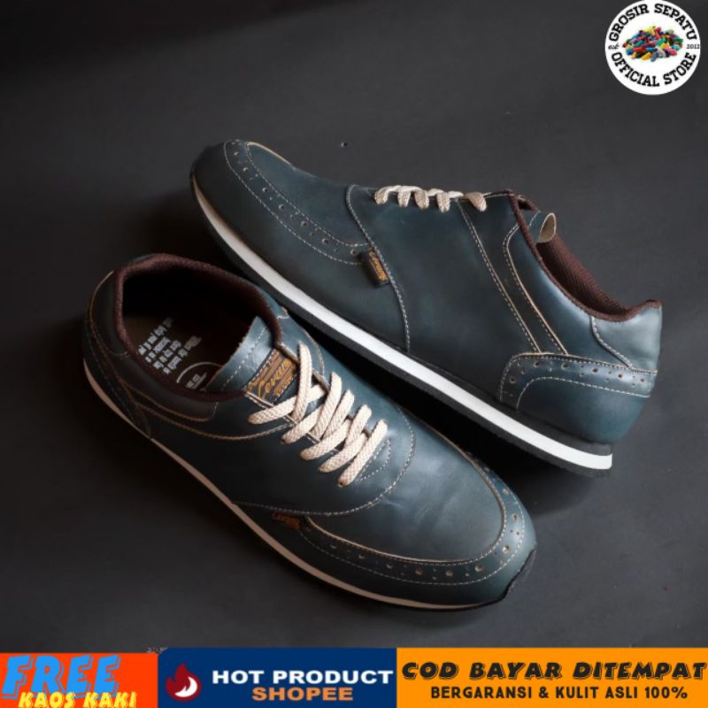 Jual 100% KULIT ASLI SNEAKERS PRIA KASUAL SPORTY CEVANY EZRA NAVY ORIGINAL CH LHt11 | Shopee ...