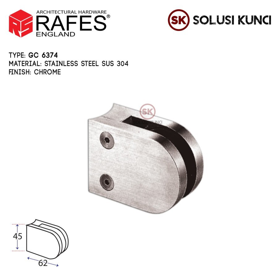 Jual Penjepit Kaca / Glass Clip RAFES ENGLAND SUS 304 (GC 6374 ...