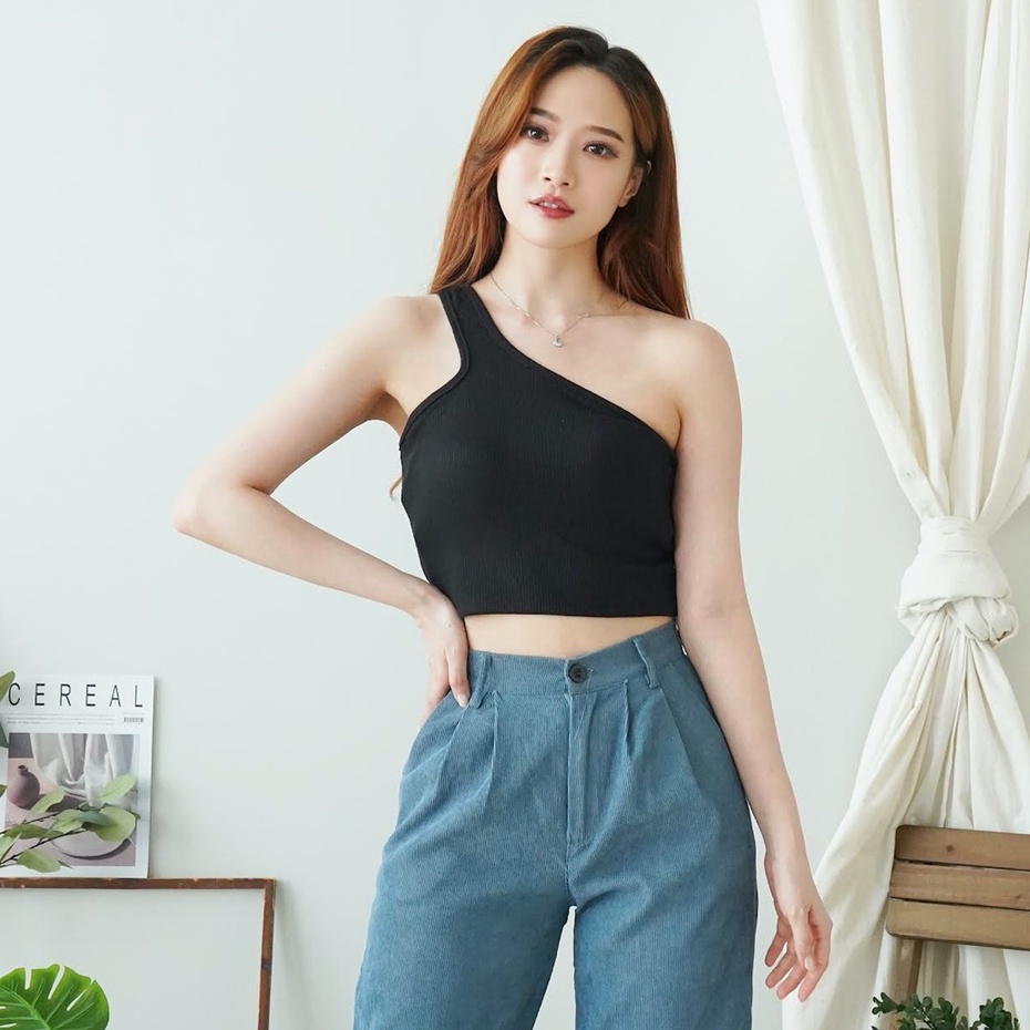 Jual Tanktop Tarzan Tank Top Crop Top One Shoulder Top Wanita Baju ...