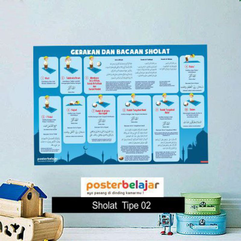 Jual Poster Edukasi Anak Poster Sholat Shalat POSBEL | Shopee Indonesia