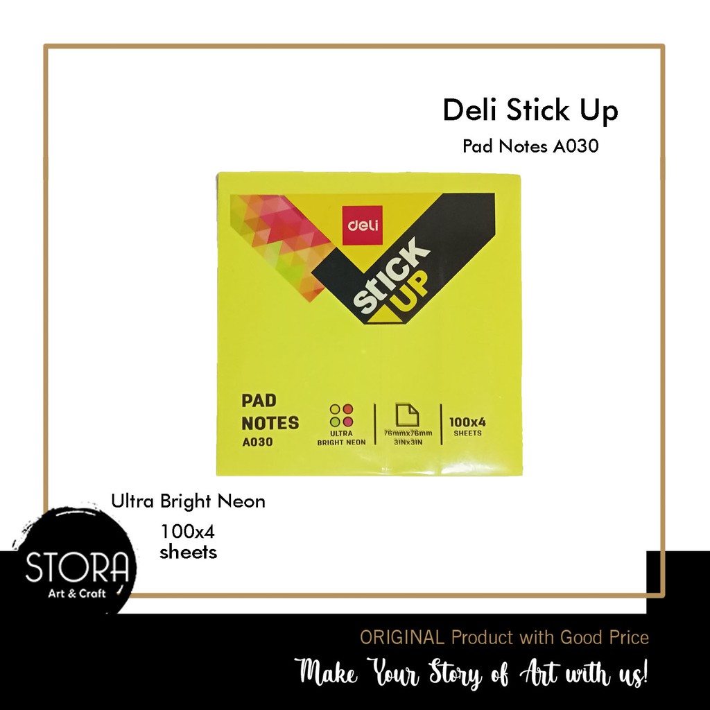 Jual Deli Stick Up Pad Notes A030 Neon Colour Kertas Memo Sticky Note ...