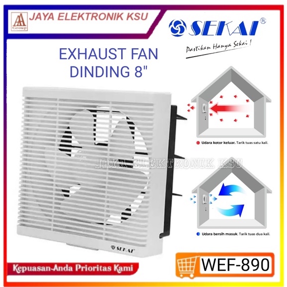 Jual SEKAI WEF-890 Wall Exhaust/Hexos/Heksos Fan Dinding 8" (20 cm ...