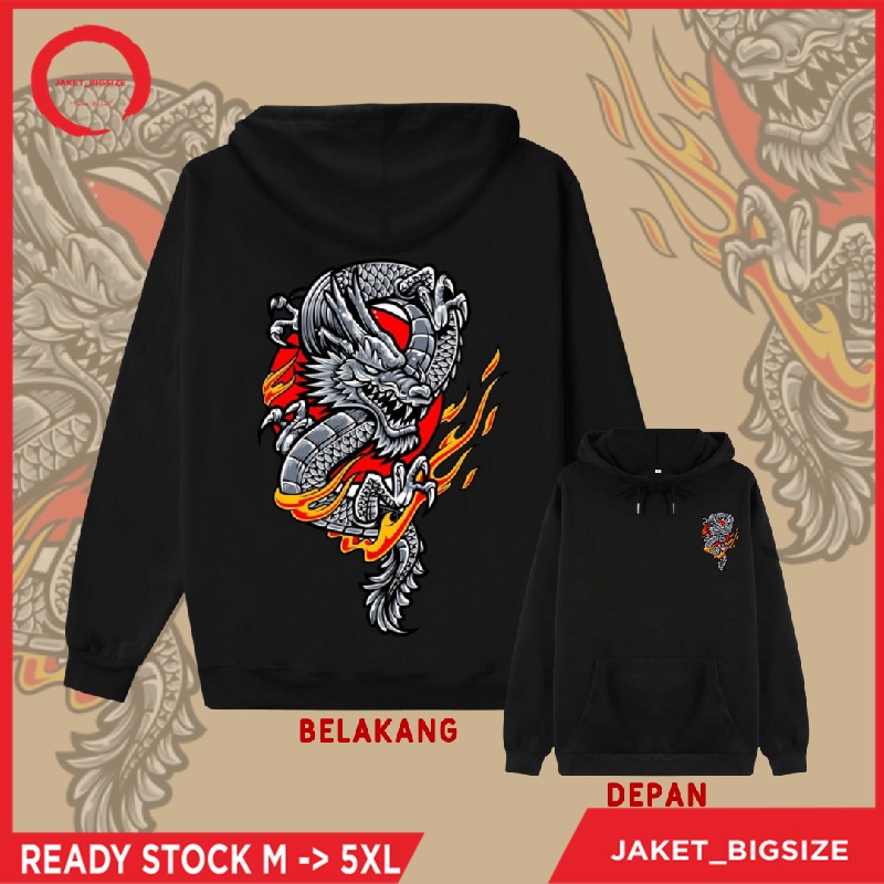 Jual Jaket Hoodie Hodi Hudi naga api jumbo bigsize pria wanita ukuran m ...