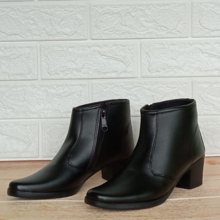 Jual CWE Sepatu Pantofel PDH PDL Boot Hak 5Cm Resleting Wanita Polwan ...