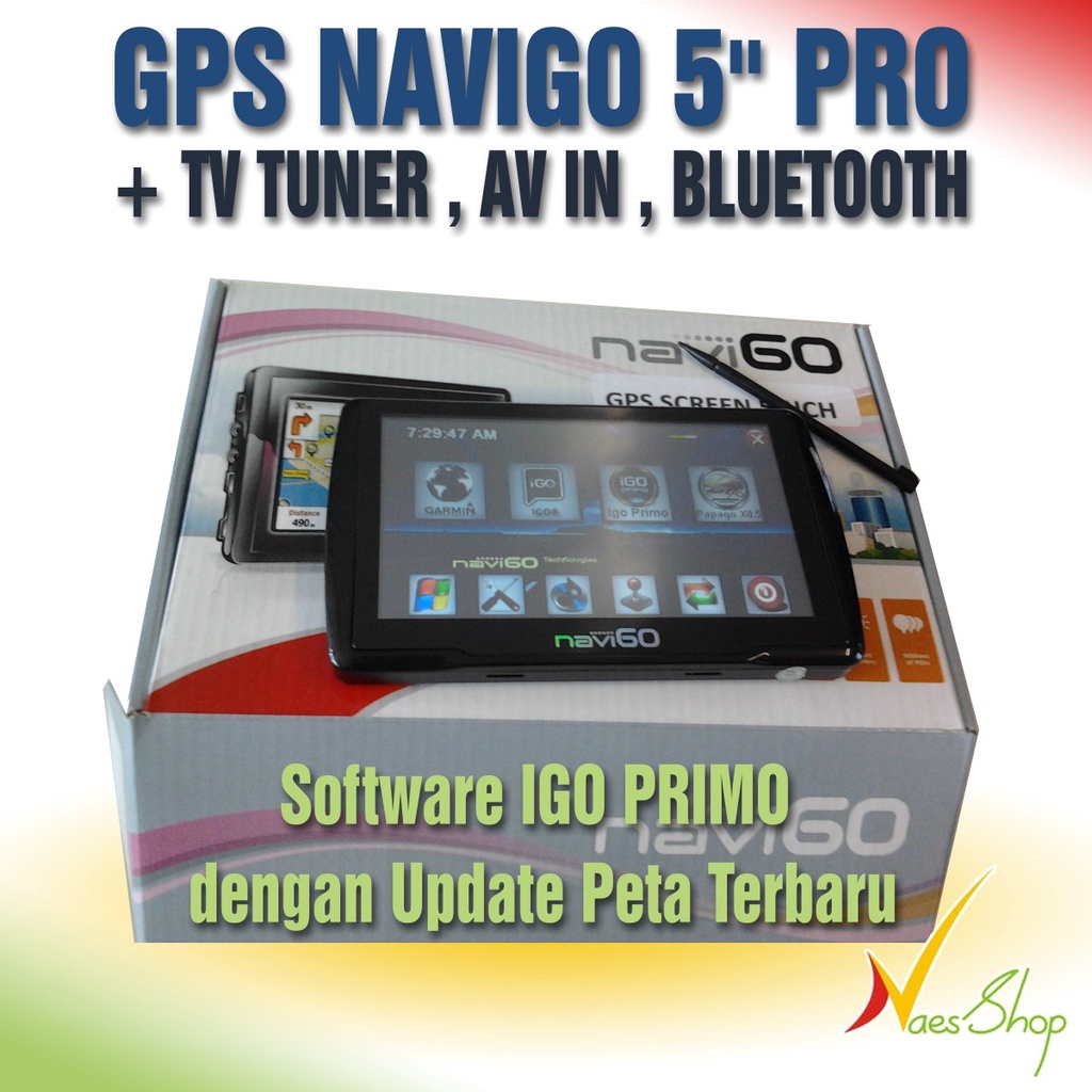 Jual NAVIGO GPS Navigation 5" PRO / IGO PRIMO + TV Tuner + AV In + Bluetooth | Shopee Indonesia