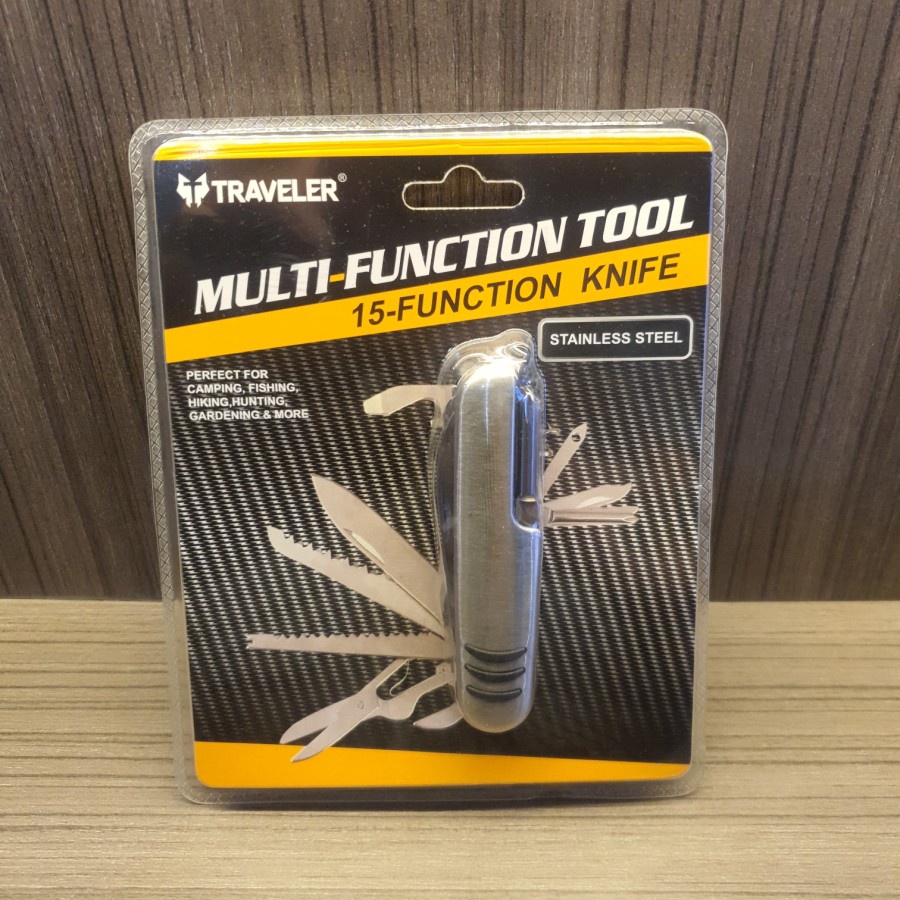 Jual Traveler Multi Function Tool 15 Function Stainless Steel | Shopee Indonesia