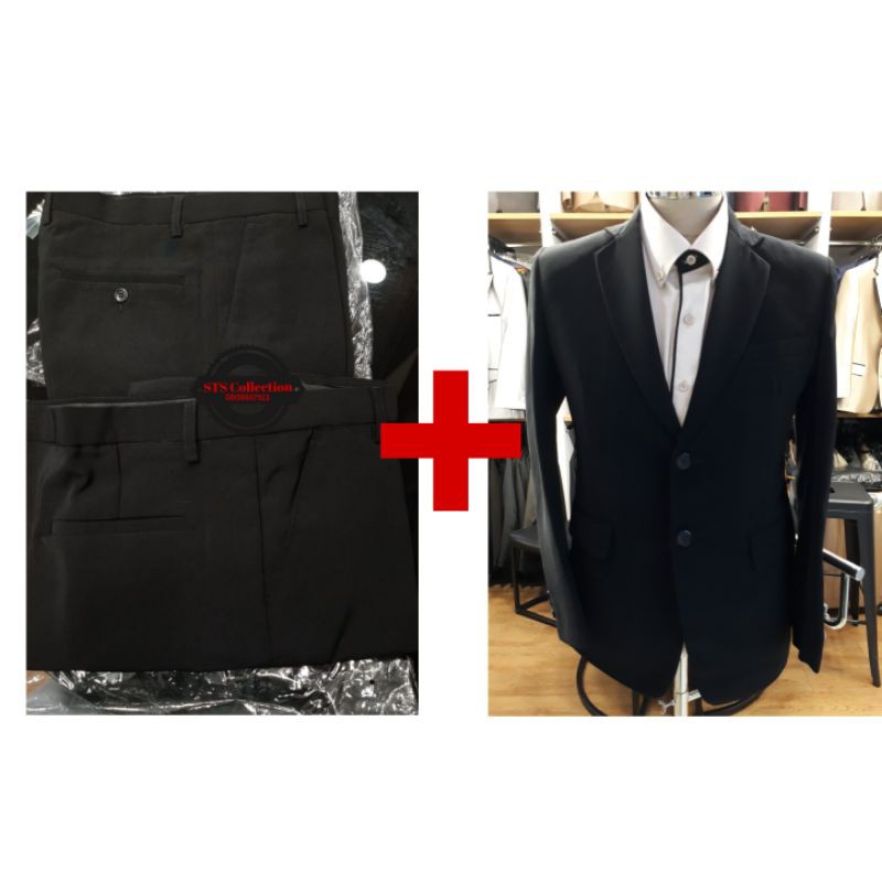 Jual Jas Hitam Formal Polos / List , Jas hitam modern / Jas hitam ...