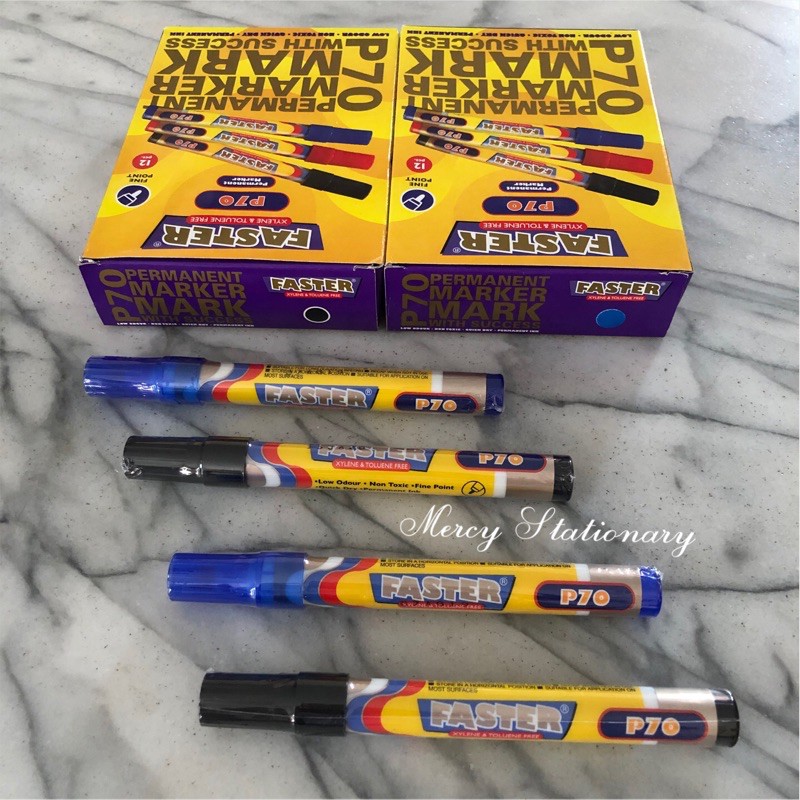Jual Spidol Permanent Marker Hitam Biru Faster | Shopee Indonesia