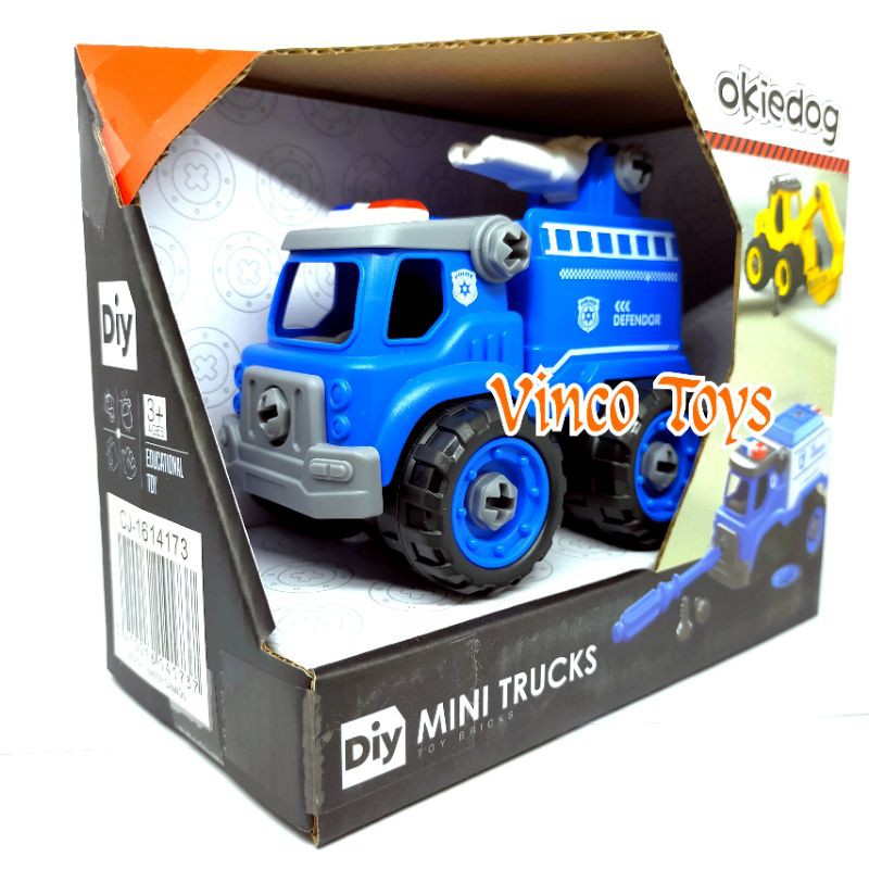 Jual Truk bongkar pasang OKIEDOG DIY MINI TRUCK fire truck dump truck ...