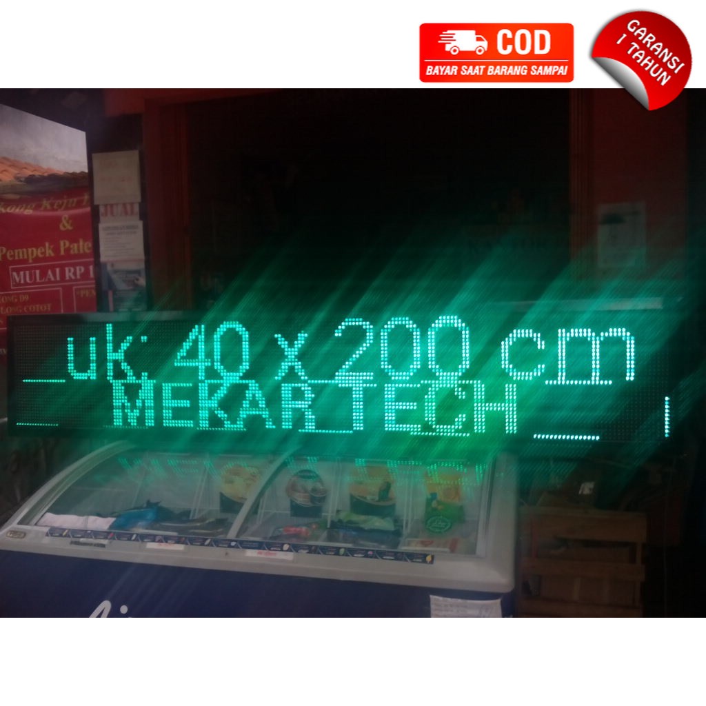Jual Running Text Outdoor 40 x 200cm Led Hijau Wifi Moving Sign ...