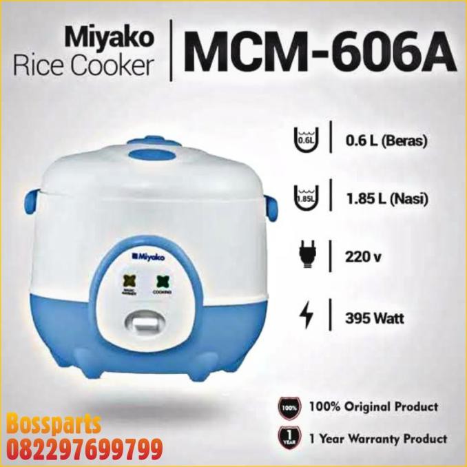 Jual Rice Cooker Miyako MCM 606A Putih Biru / Magic Com 0,6 Liter ...