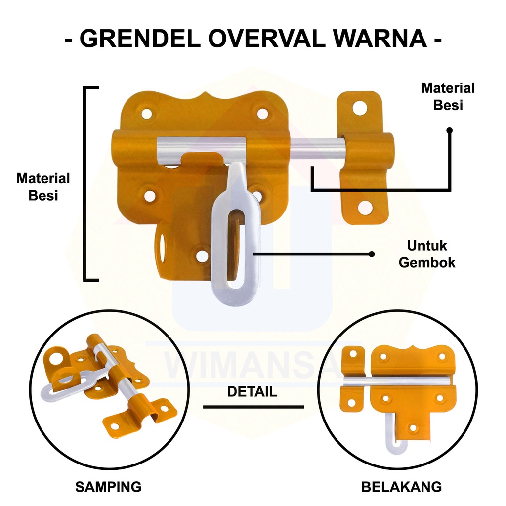 Jual FRT GRENDEL OVERVAL WARNA 2 INCH - 50200405 | Shopee Indonesia