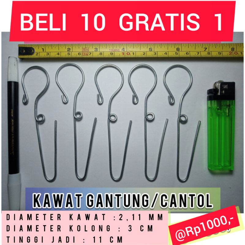Jual Paket 11Pcs Kawat Gantung Kait Cantol Pot Pakis Pinus Asesoris ...
