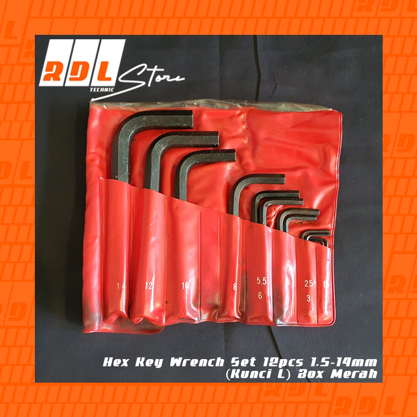 Jual Hex Key Wrench Set 12pcs 1.5-14mm (Kunci L) Box Merah | Shopee ...