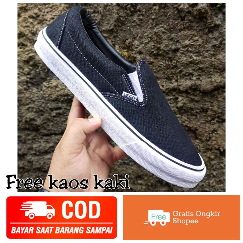 Jual SEPATU SLIP ON PRIA UKURAN BESAR BIG SIZE JUMBO 45 46 47 48 BLACK ...