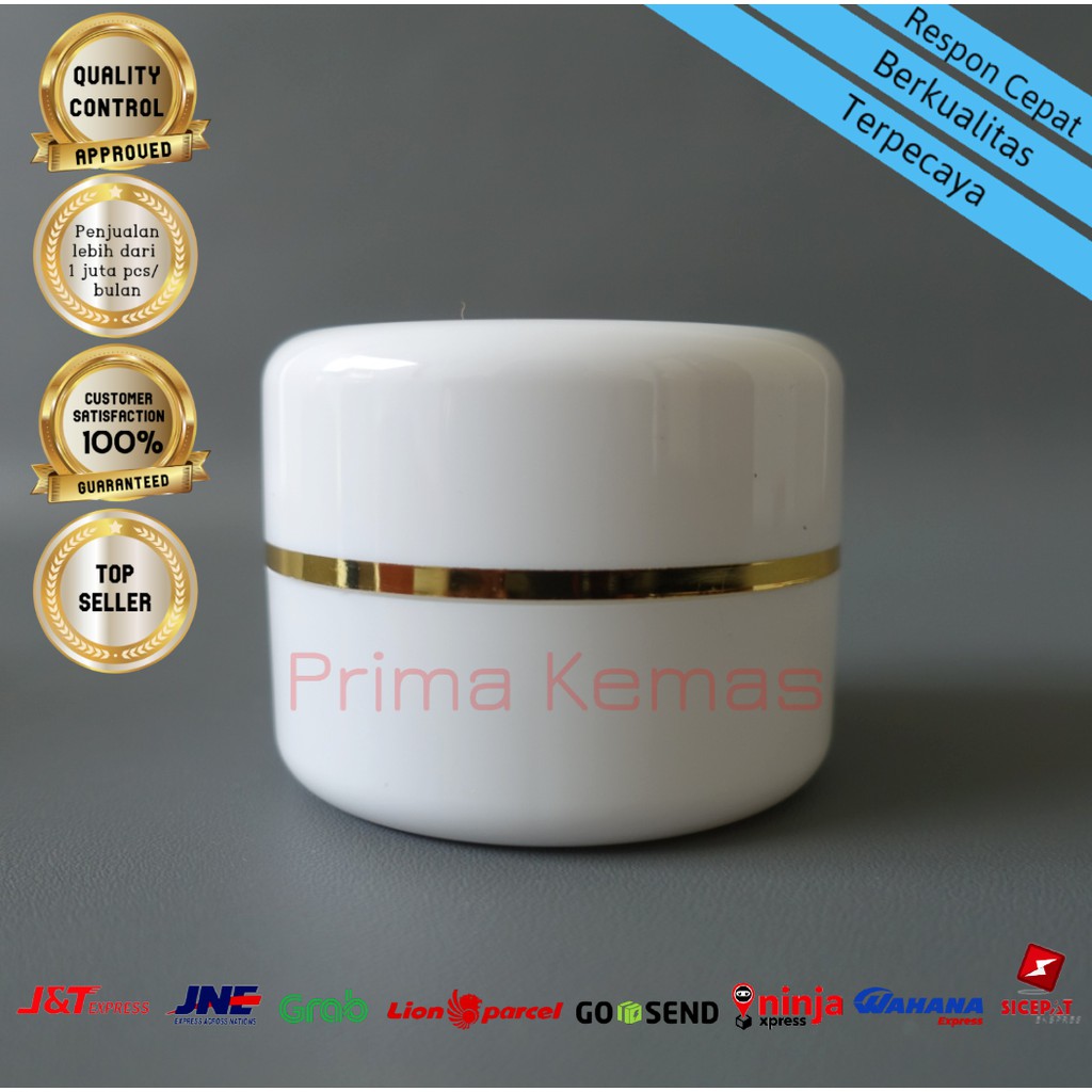 Jual Pot Krim - pot kosmetik - Pot Cream PS/PP 20 gram Putih List Gold ...