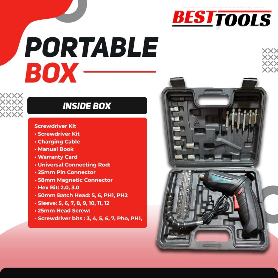 Jual Bor Cordless Set 47pcs Obeng Baterai Besttools Esd4700 Esd3600