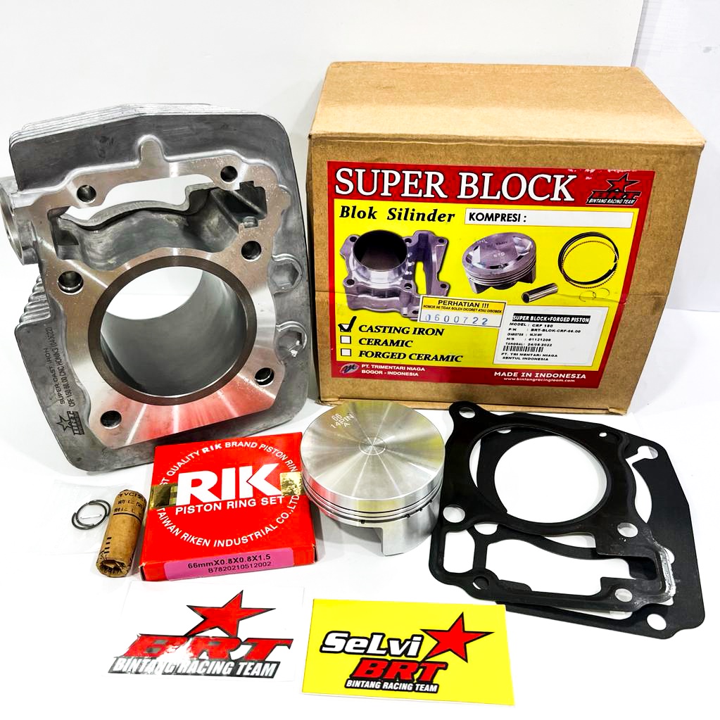 Jual BLOK BRT CRF 150 VERZA MEGAPRO MONO CAST IRON FORGED PISTON BOREUP 198CC-210CC 66 68 MM ...