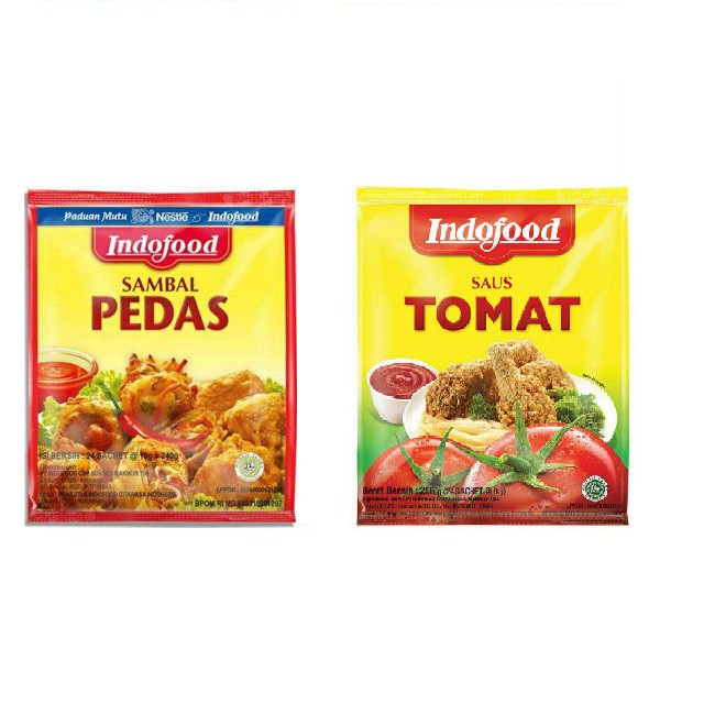 Jual INDOFOOD SAUS TOMAT & INDOFOOD SAUS SAMBAL PEDAS 24's x 9gram ...