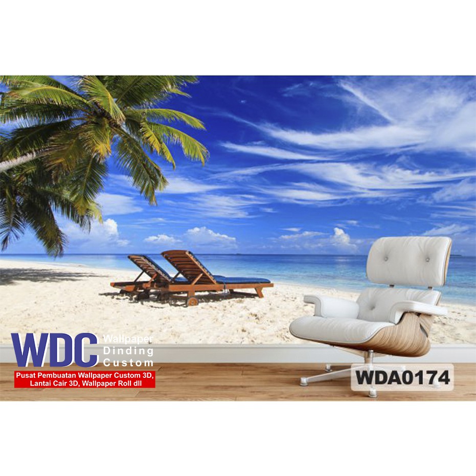 Jual wallpaper 3d custom pantai, wallpaper pantai 3d, wallpaper dinding ...