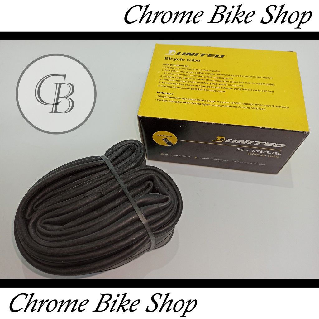 Jual Ban Dalam Sepeda Ukuran 26 x 1.75 - 2.125 Schrader Valve AV Pentil Motor Merk United Murah ...