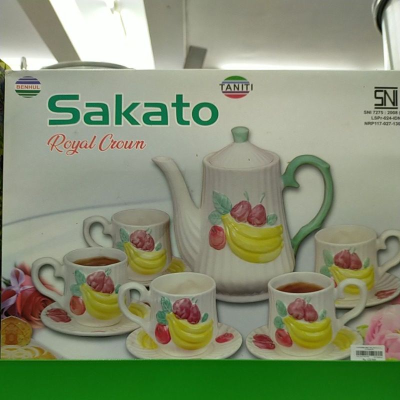 Jual coffe set/tea set Keramik motif buah SAKATO Paling Murah | Shopee ...