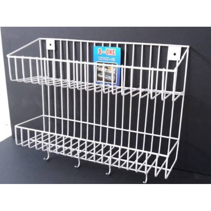 Jual RAK BUMBU TEMPEL DAPUR SUSU BOTOL SHAMPO 2 SUSUN + 4 GANTUNGAN ...