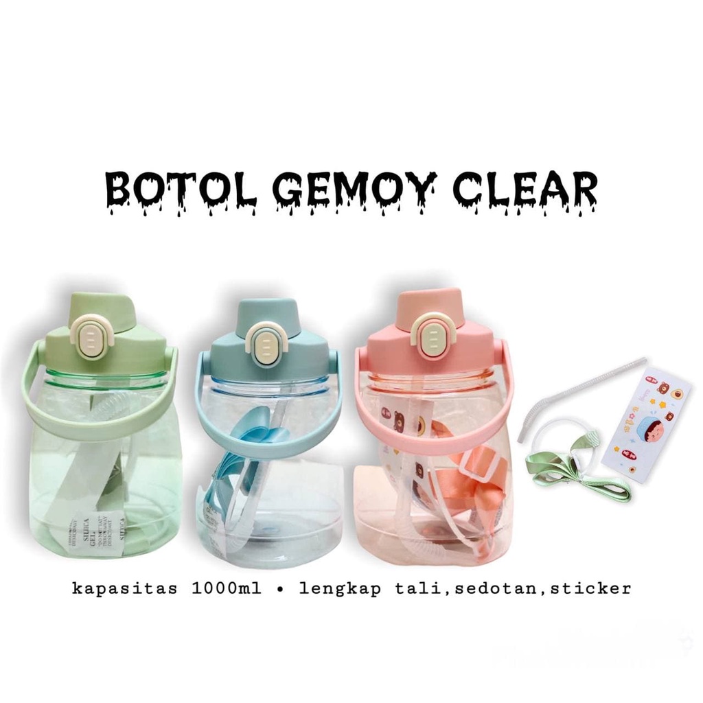Jual [1PCS] BOTOL GEMOY CLEAR 1 LITER / BOTOL MINUM GEMOY BIG JELLY 1 ...