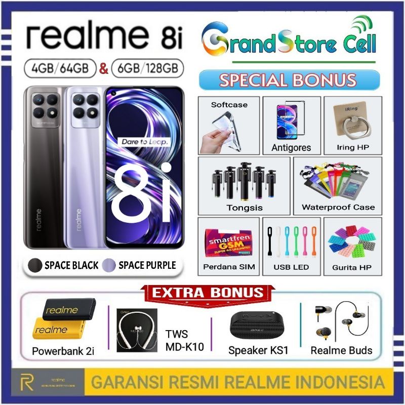 Jual REALME 8i RAM 6/128 GB | REALME 8 i RAM 4/64 GB GARANSI RESMI ...