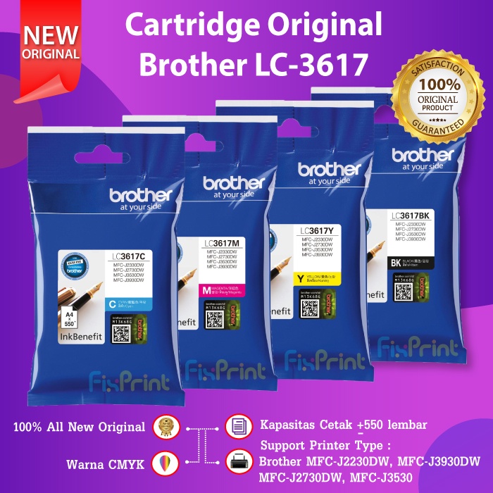 Jual Catridge tinta Brther LC3617 LC 3617 catrid black cyan magenta ...