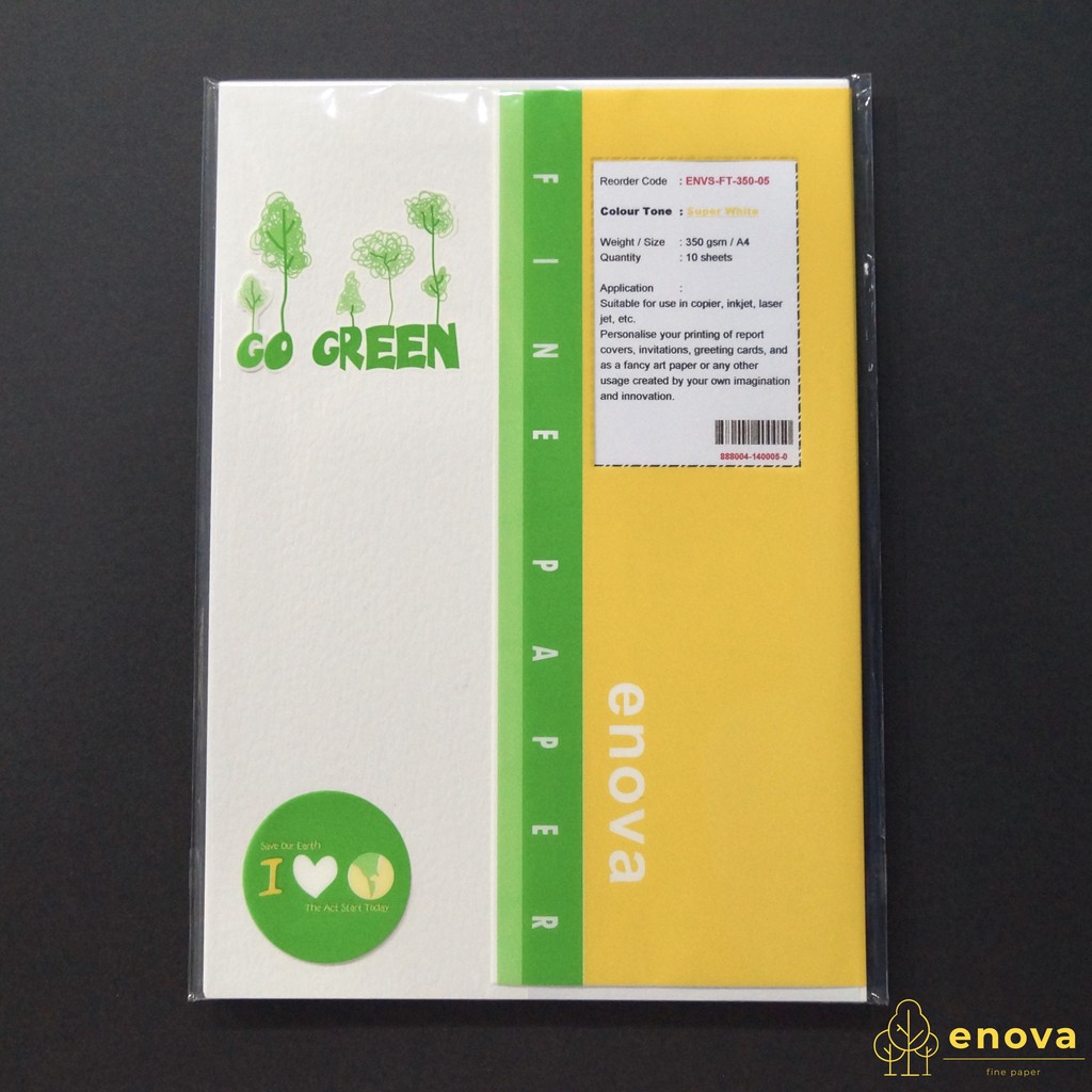 Jual Fancy Art Paper ENOVA | Super White | A4 350GSM (Putih) | Shopee ...