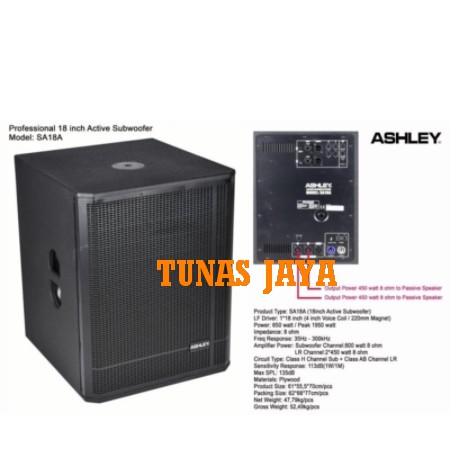 Jual SUBWOOFER AKTIF ASHLEY SA18A/ SA 18A ORIGINAL 18 INCH ORIGINAL ...