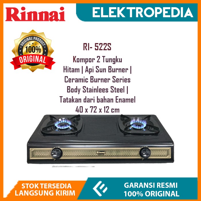 Jual Kompor Gas 2 Tungku I Baru Dan Garansi Resmi Rinnai I Promo RI522S ...