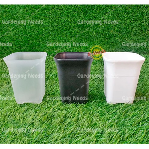 Jual pot bunga / pot kotak 8 cm / Pot NKT JUOSS Hitam Putih Transparan ...