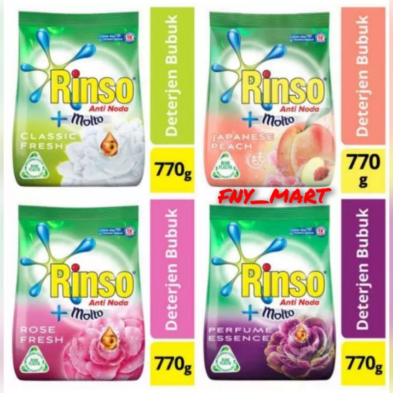 Jual RINSO Molto Deterjen Bubuk 770g 400g / Detergent Bubuk Rinso Molto ...