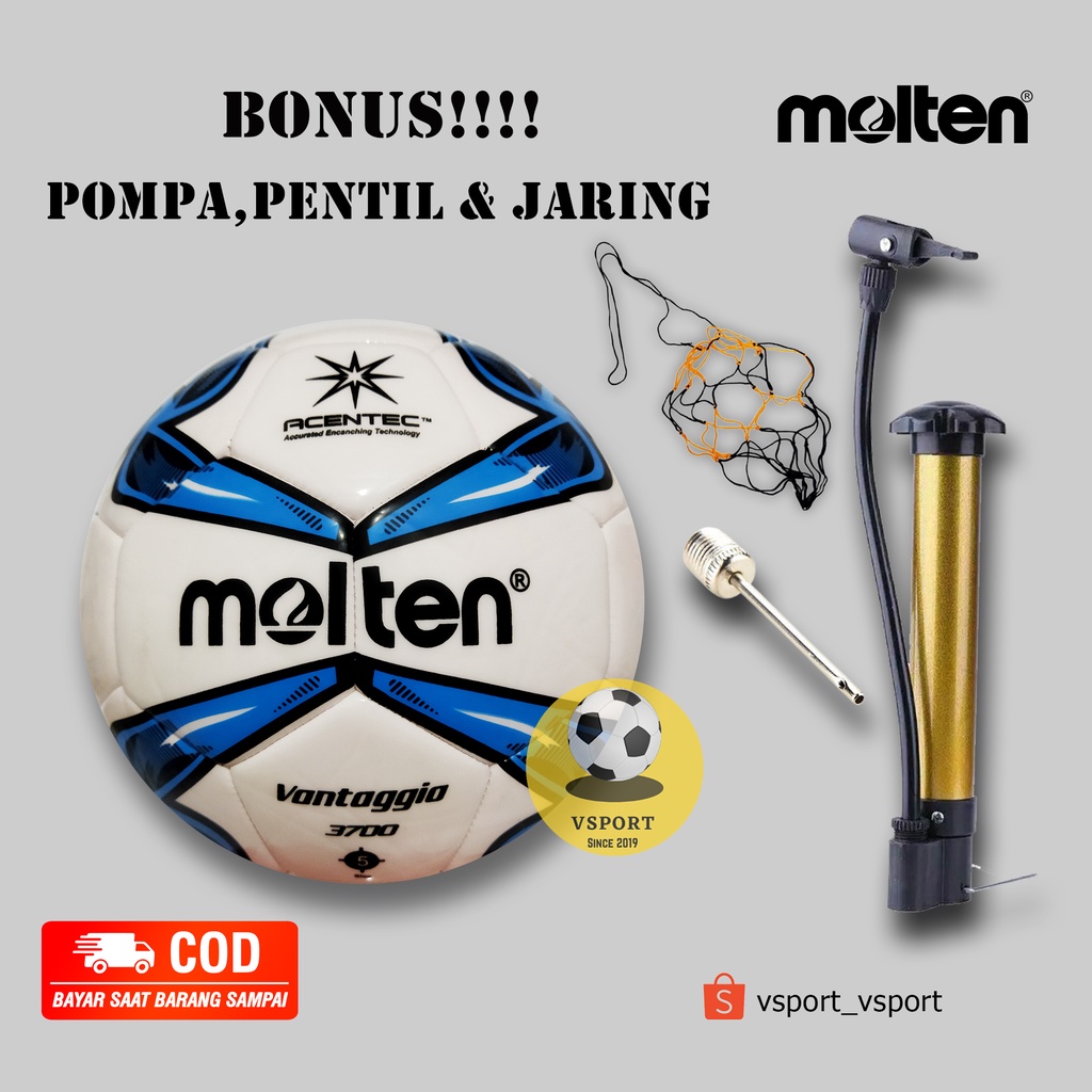 Jual VSPORT BOLA SEPAK MOLTEN VANTAGGIO SIZE 5 (FREE POMPA, JARING & PENTIL) | Shopee Indonesia