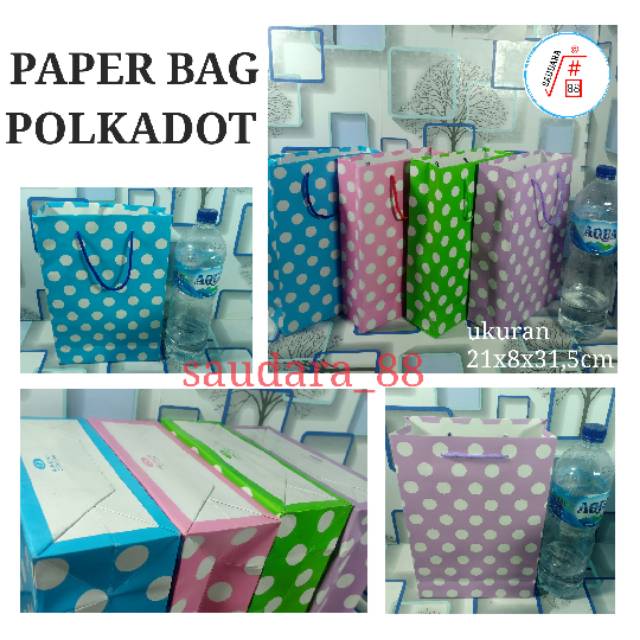 Jual Tas karton kertas Paper bag polkadot / tas souvenir polkadot unik ...